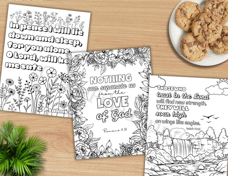 Bible Verse Coloring Sheet Set Christian Coloring Pages for Teens ...