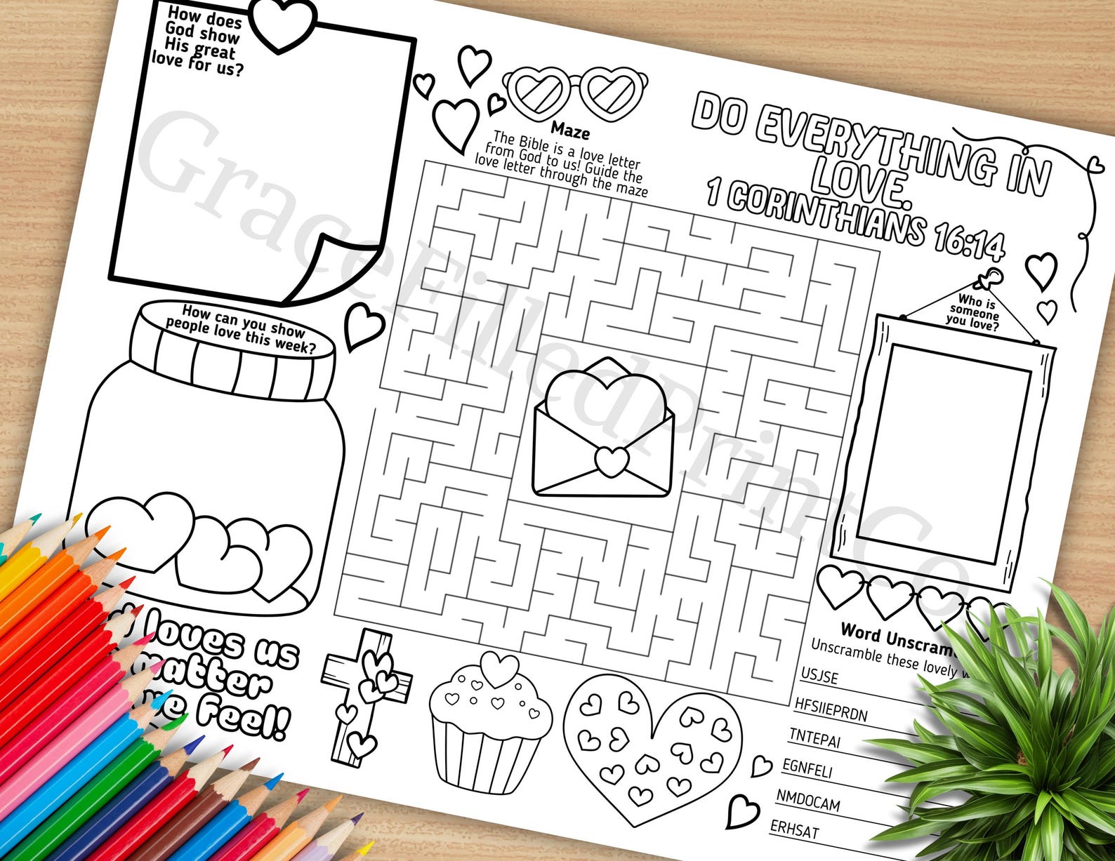 Jesus Loves Me Activity Placemat Christian Activity Sheet Biblical ...