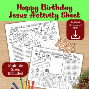 Christian Christmas Activity Sheet | Happy Birthday Jesus Activity Page ...