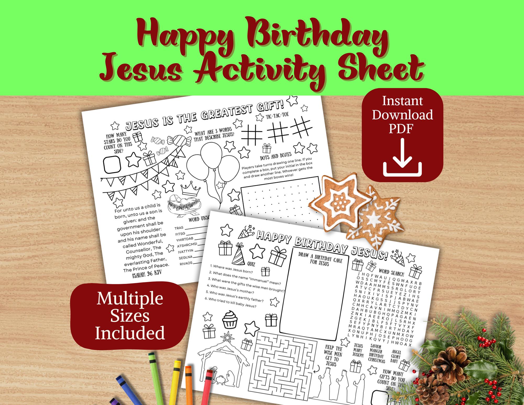Christian Christmas Activity Sheet | Happy Birthday Jesus Activity Page ...