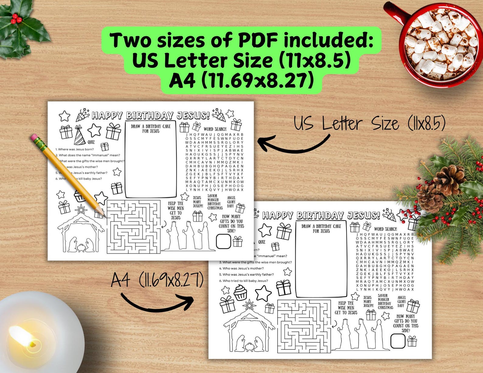 Christian Christmas Activity Sheet | Happy Birthday Jesus Activity Page ...