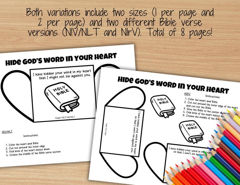 Hide God's Word in Your Heart Folding Heart Craft Psalm 119:11 Bible ...