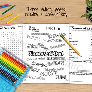 Names of God Activity Sheet Set for Children and Teens Fun Sunday ...