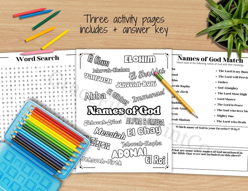 Names of God Activity Sheet Set for Children and Teens Fun Sunday ...