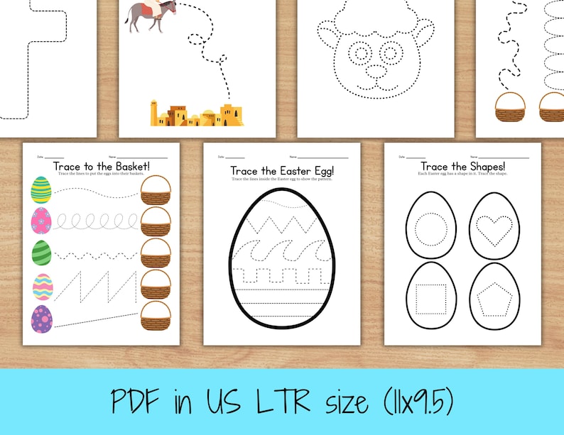 30+ Easter Toddler Printable Line Tracing Worksheets Preschool Fine ...