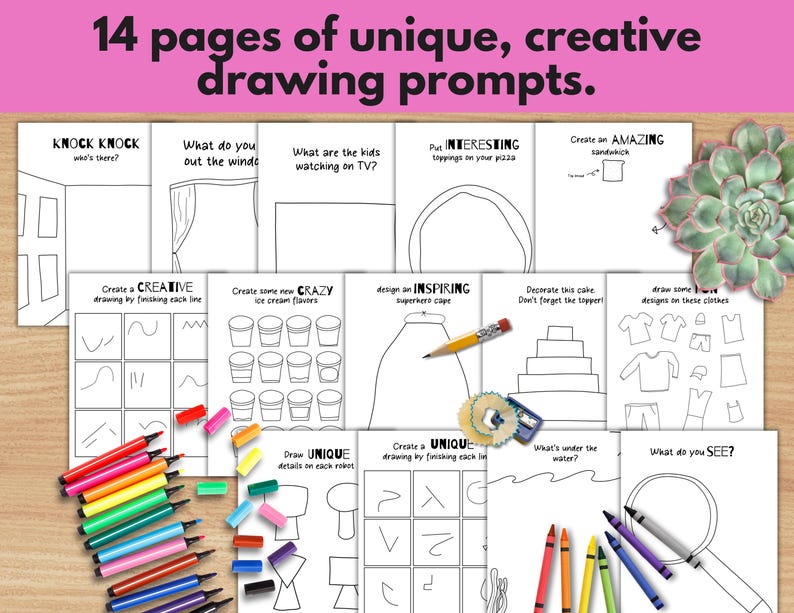 Kids Drawing Prompts: Creative Art & Writing Activity (PDF Printable ...