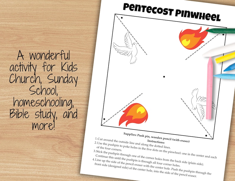 Printable Pentecost Pinwheel Kids Church Activity Pentecost Sunday ...