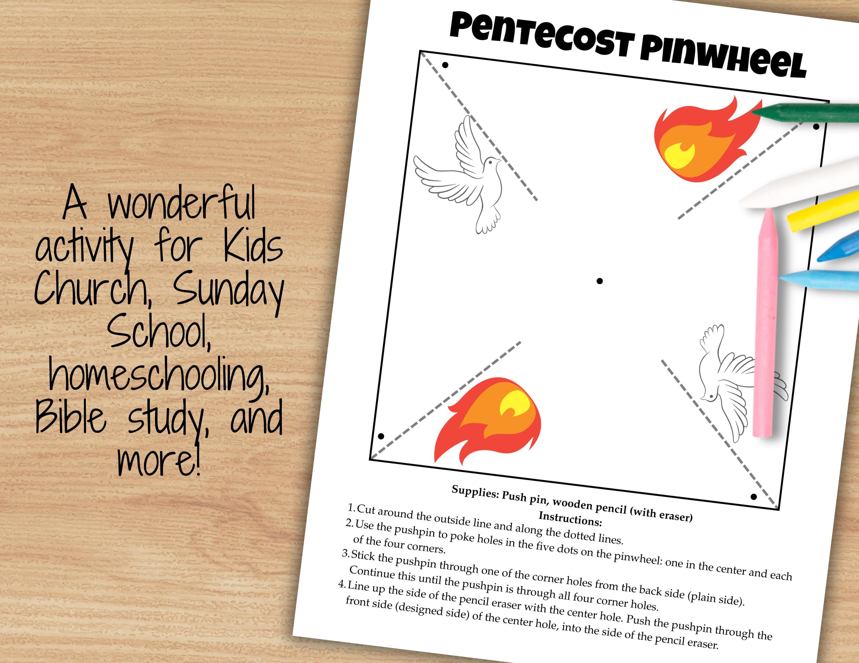 Printable Pentecost Pinwheel Kids Church Activity Pentecost Sunday School Crafts Holy Spirit ...