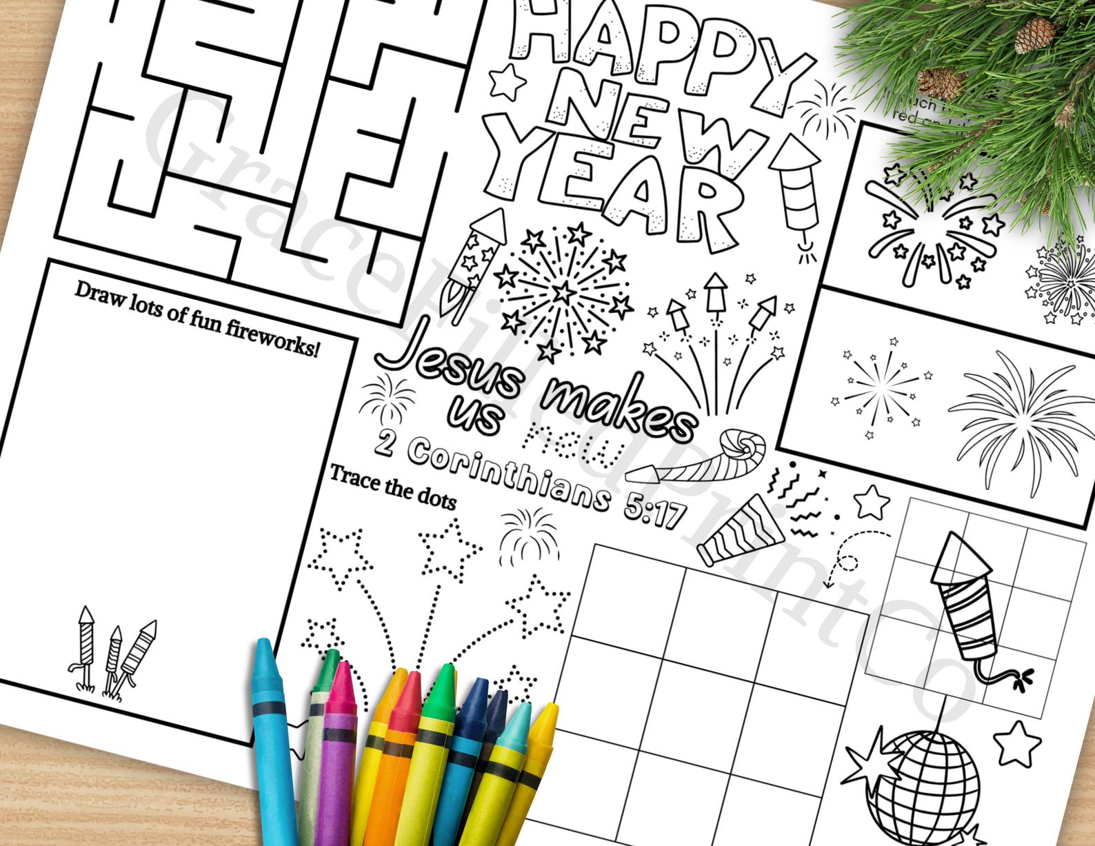 Happy New Year Activity Placemat for Young Children New Years Eve ...
