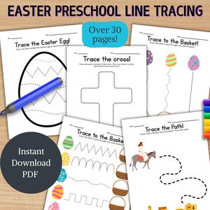 30+ Easter Toddler Printable Line Tracing Worksheets Preschool Fine ...