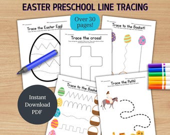 30+ Easter Toddler Printable Line Tracing Worksheets Preschool Fine ...