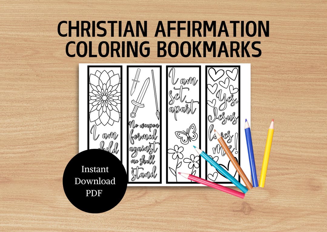 Biblical Affirmation Coloring Bookmarks for Kids Teens Bible Printable ...
