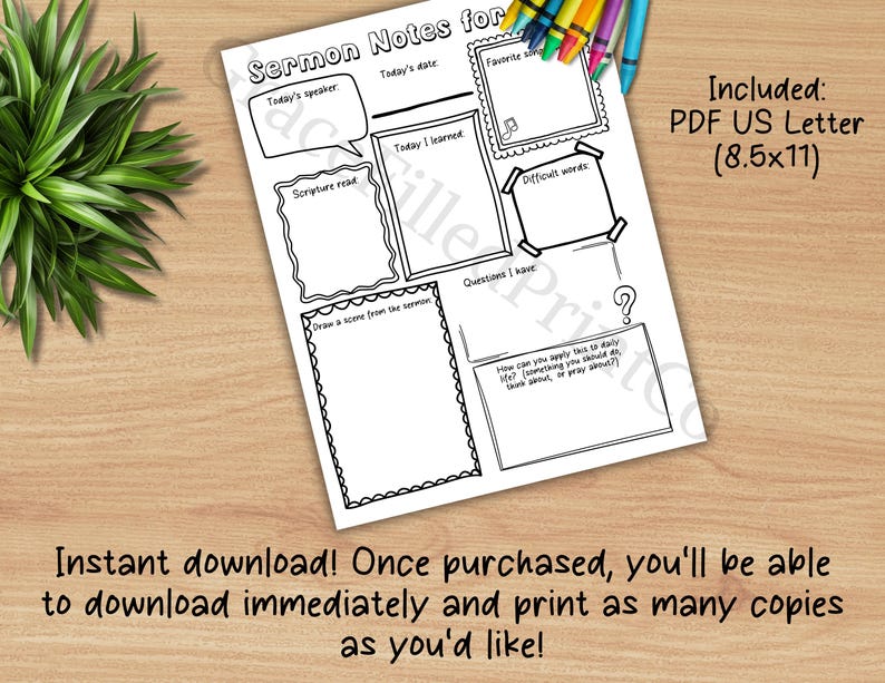 Sermon Notes for Kids Printable: Sunday School Bible Lesson (PDF) - Etsy