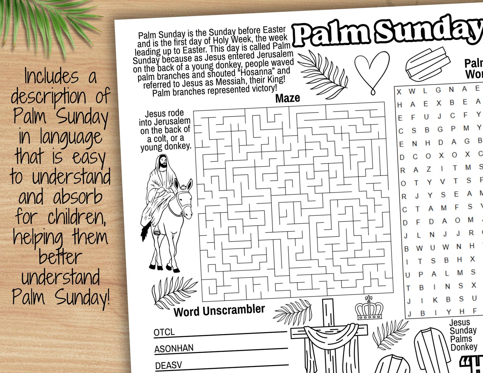 Palm Sunday Activity Placemat Printable | Holy Week Kids Craft ...