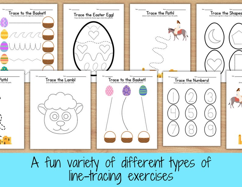 30+ Easter Toddler Printable Line Tracing Worksheets Preschool Fine ...