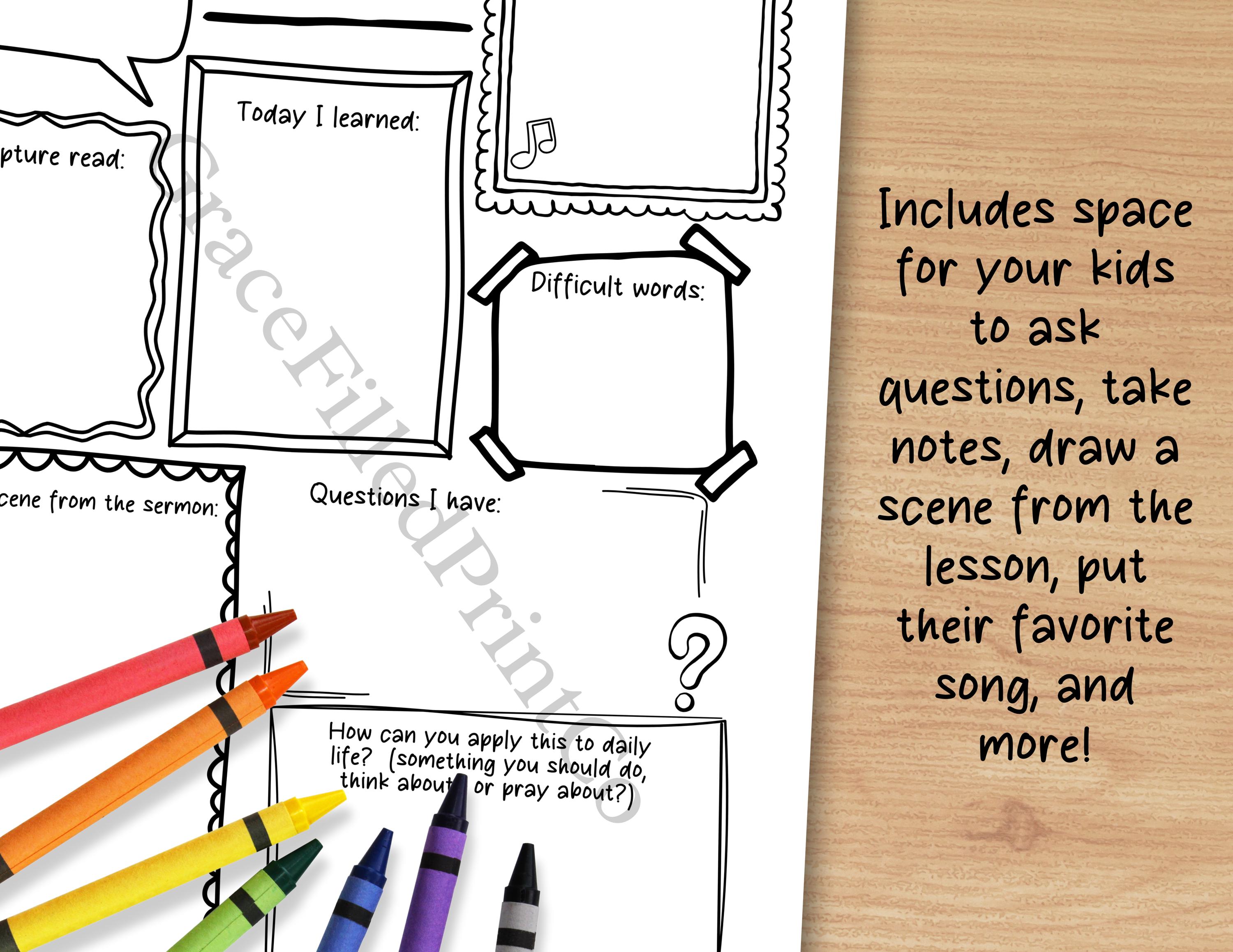 Sermon Notes for Kids Printable: Sunday School Bible Lesson (PDF) - Etsy