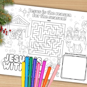 Christian Christmas Activity Placemat Nativity Printable for Kids ...