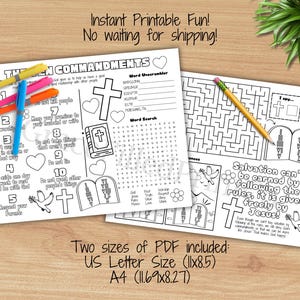 The Ten Commandments Activity Sheets for Kids Christian Activities ...