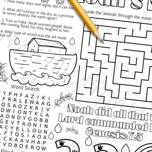 Noah's Ark Activity Placemat: Christian Bible Games, Bible-based ...