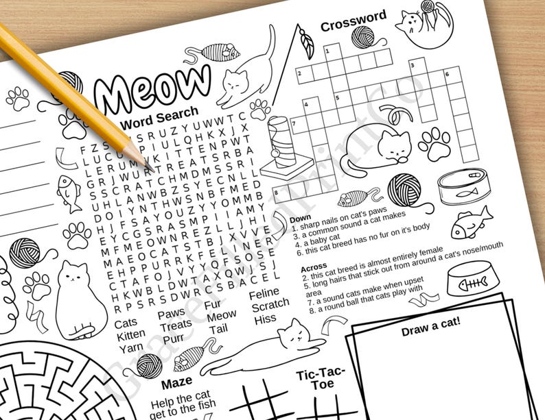 Cats Activity Sheet for Children Activities Page Kitty Party Game ...