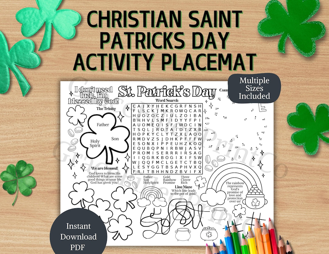Christian Saint Patrick's Day Activity Placemat for Children Sunday ...