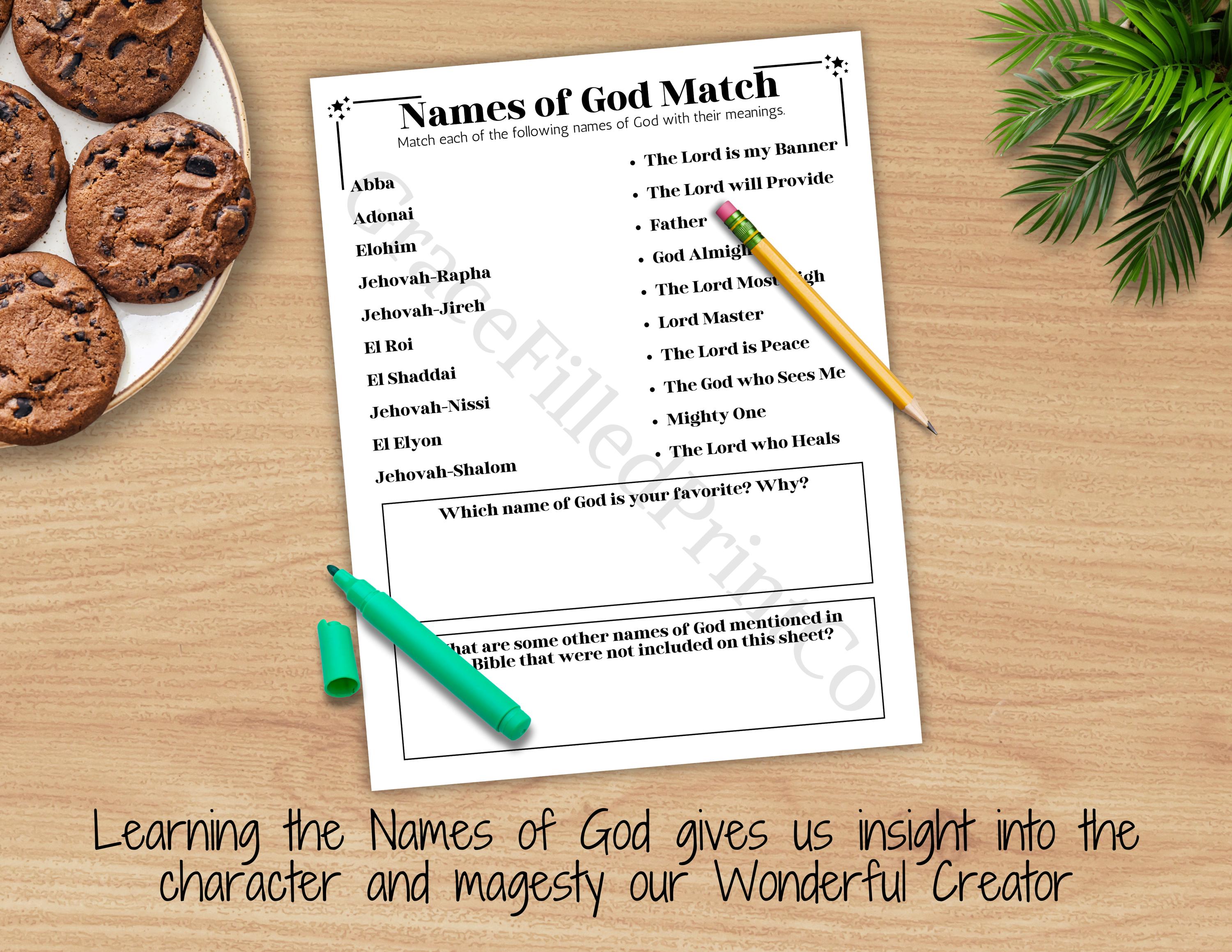 Names of God Activity Sheet Set for Children and Teens Fun Sunday ...