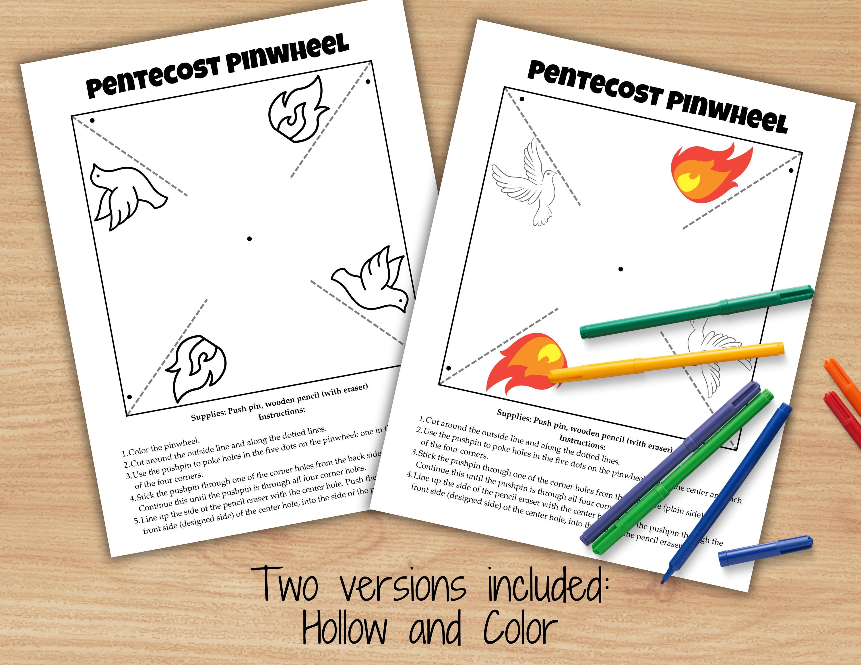 Printable Pentecost Pinwheel Kids Church Activity Pentecost Sunday ...