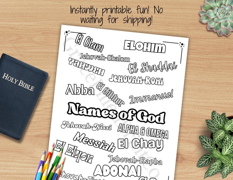 Names of God Activity Sheet Set for Children and Teens Fun Sunday ...