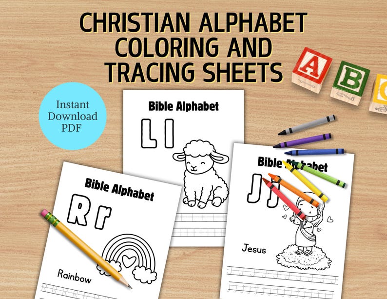 Christian Alphabet Coloring Sheet, Preschool Letter Tracing, Biblical ...