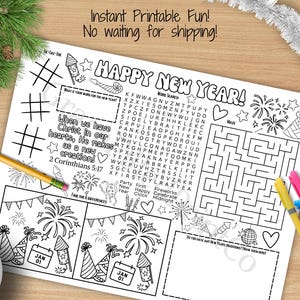 Word of the Year New Year Printable Activity Placemat Happy New Year ...