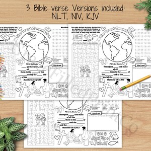 The Great Commission Activity Placemat Biblical Education Activities ...