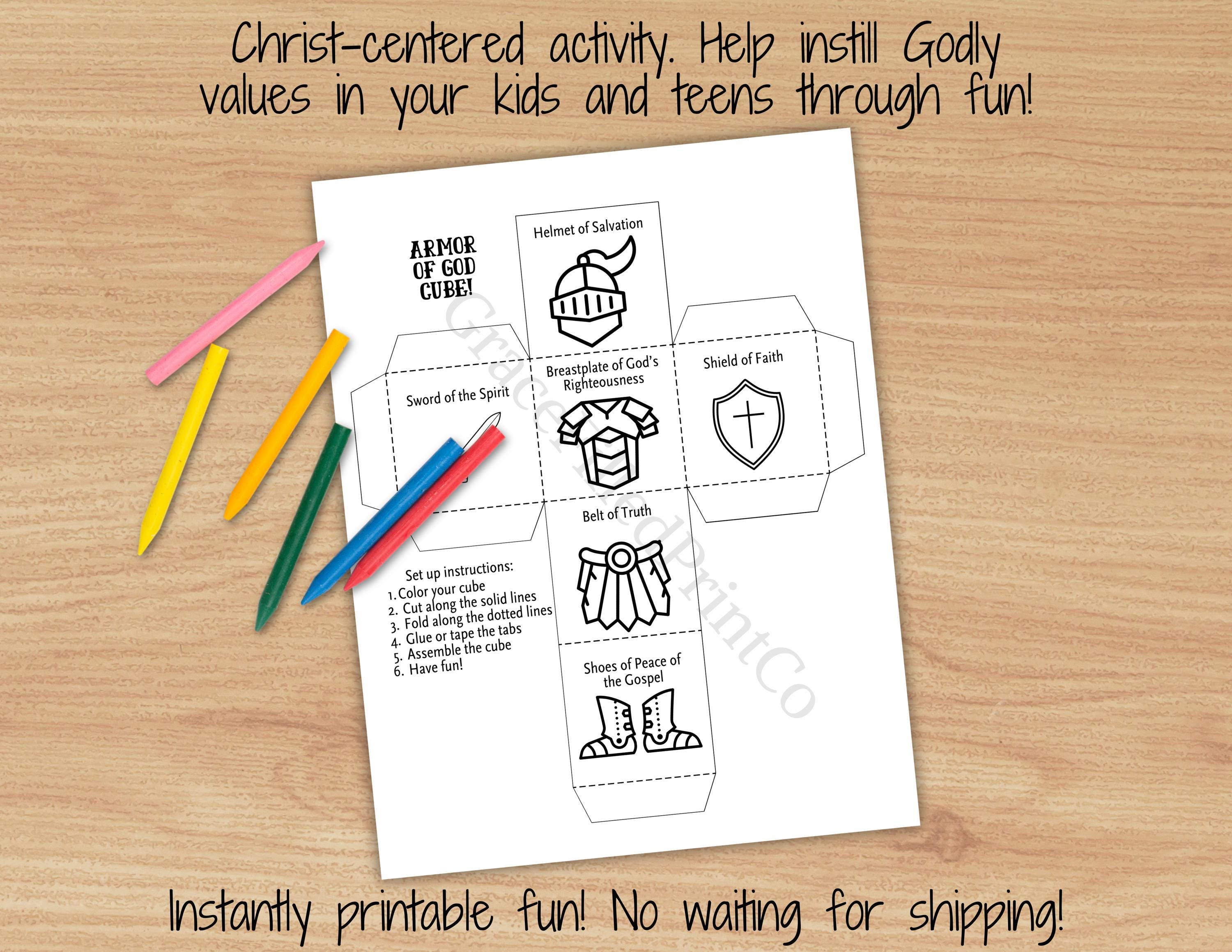 Armor of God Cube Printable Activity Bible Coloring Page Sunday School ...
