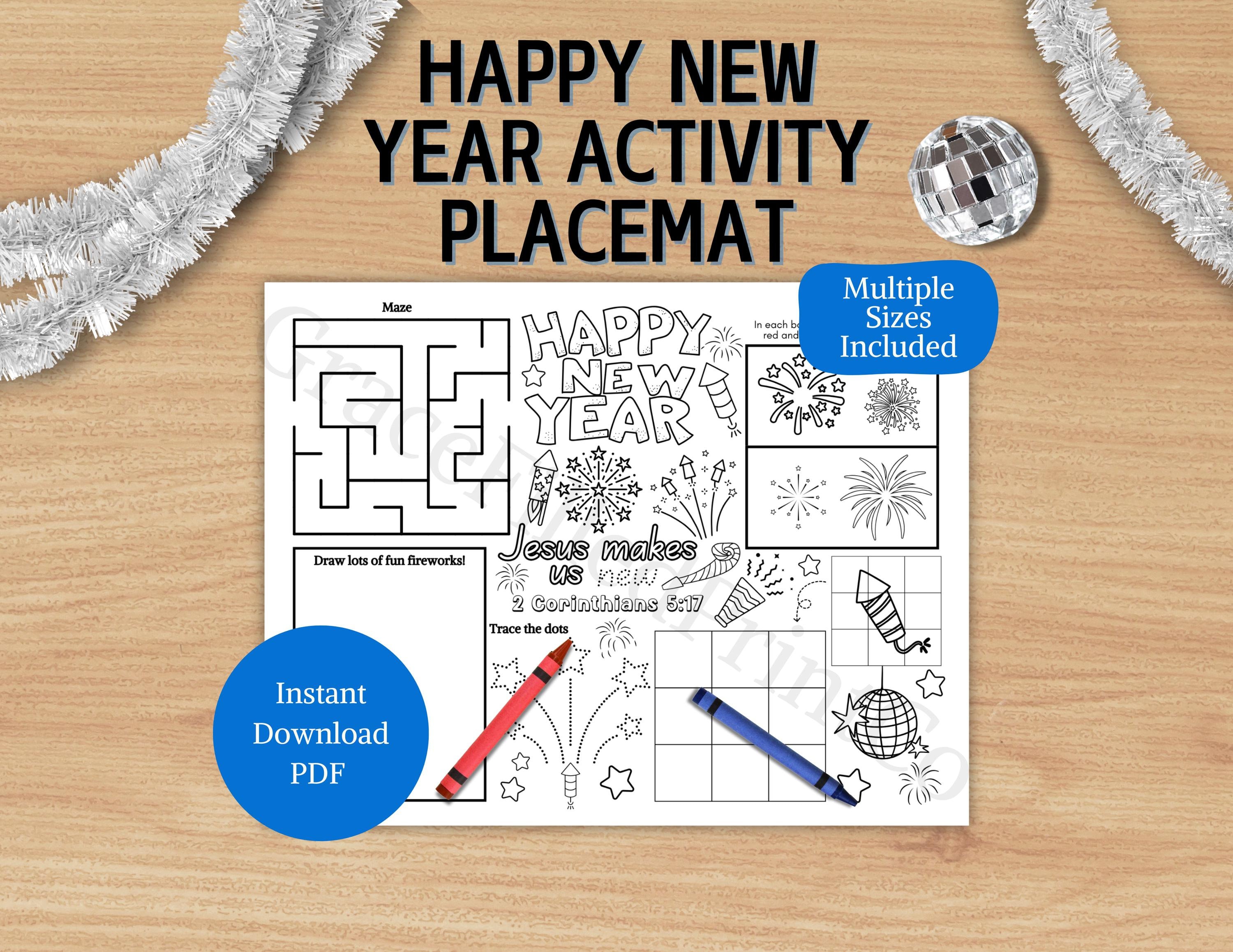 Happy New Year Activity Placemat for Young Children New Years Eve ...