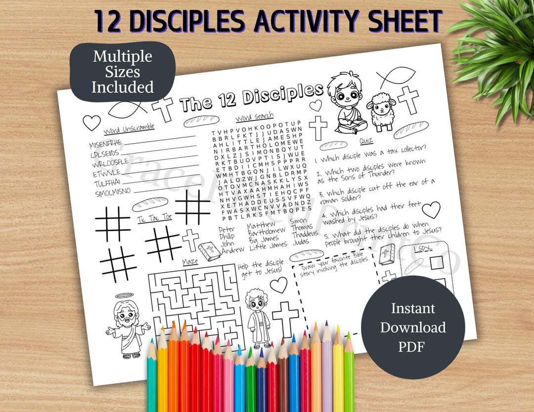 Twelve Disciples Activity Sheet for Kids Bible Education 12 Disciples ...