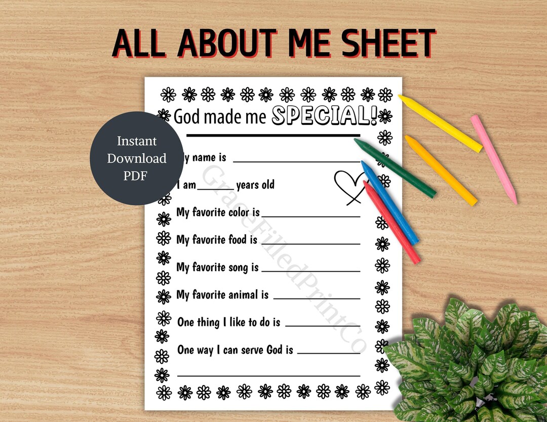 Christian All About Me Sheet: God Made Me Special Printable (PDF) - Etsy