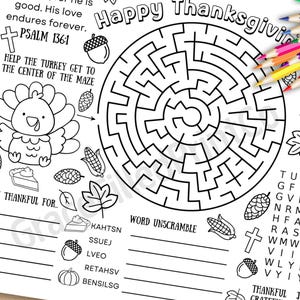 Christian Thanksgiving Activity Placemat: Sunday School Thankfulness ...