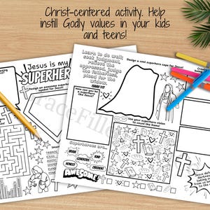 Jesus is My Superhero Activity Placemat for Kids and Teens Christian ...