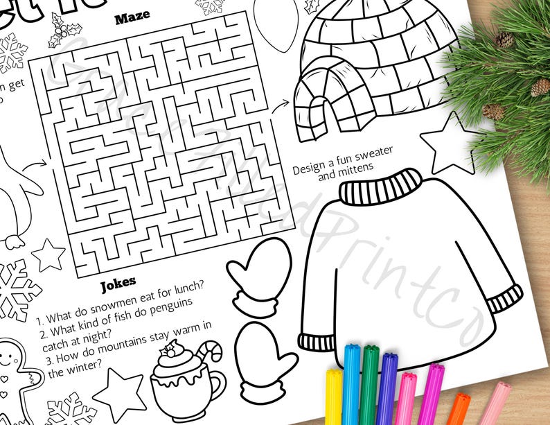 Winter Activity Sheet for Teenagers Children Activity Page Holiday ...