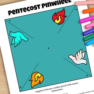 Printable Pentecost Pinwheel Kids Church Activity Pentecost Sunday ...