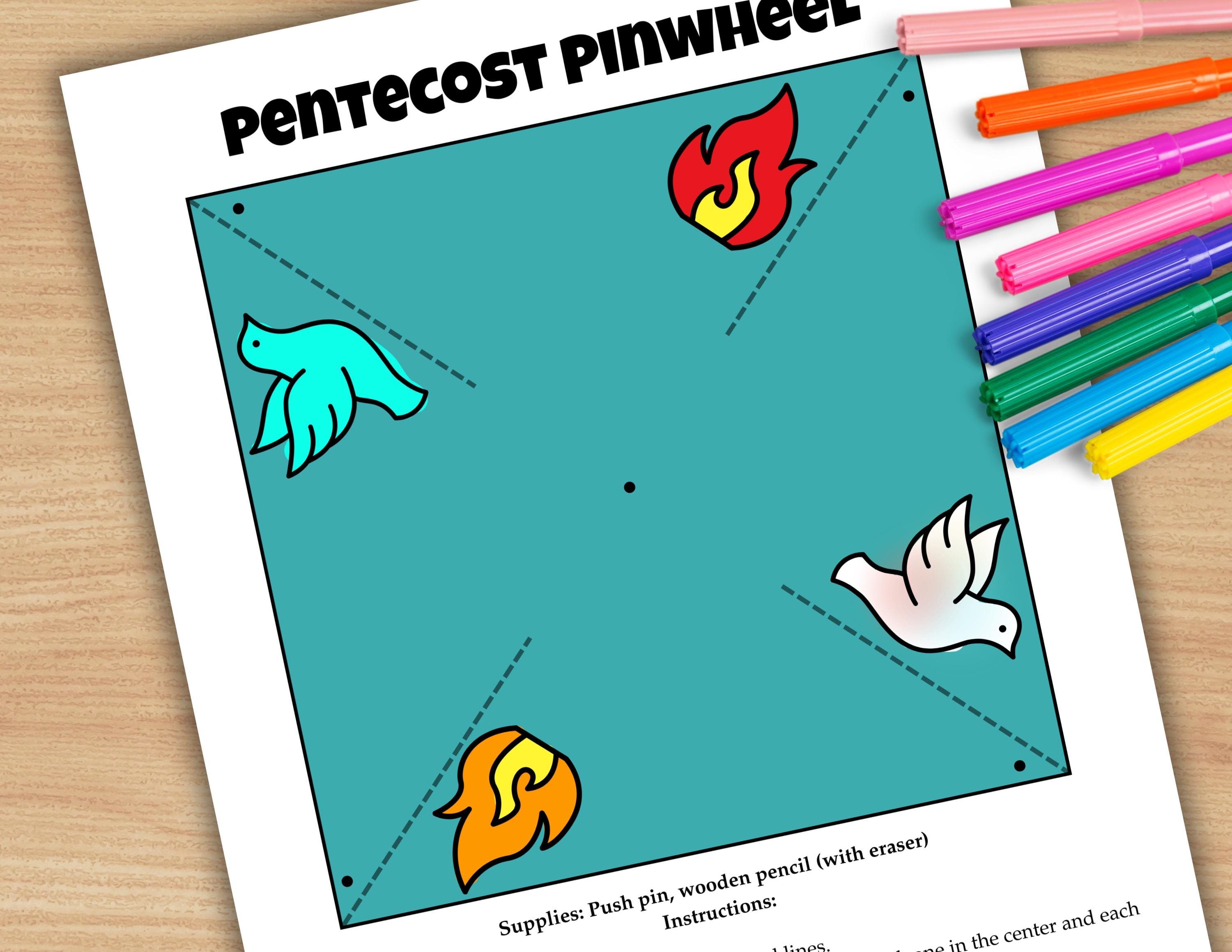 Printable Pentecost Pinwheel Kids Church Activity Pentecost Sunday ...
