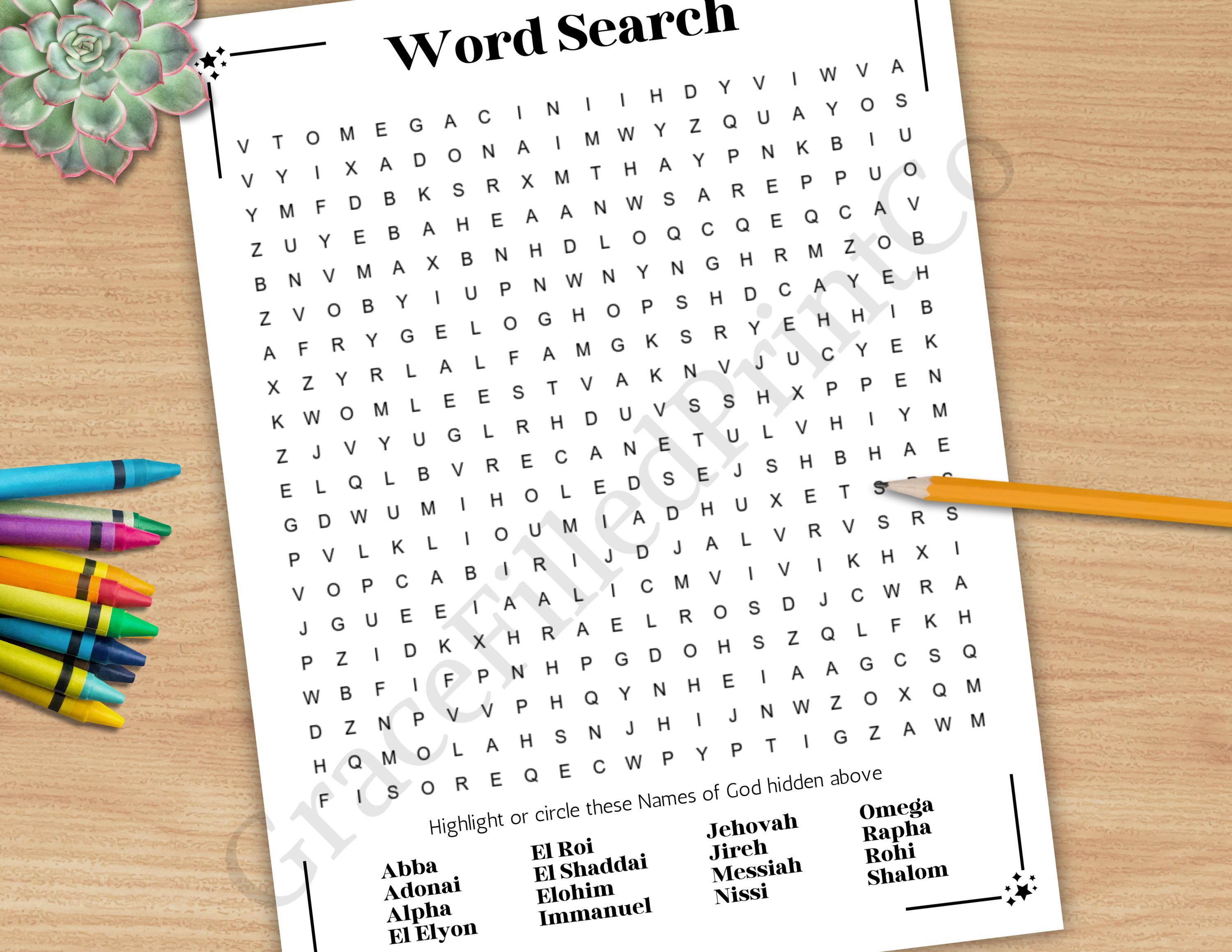 Names of God Activity Sheet Set for Children and Teens Fun Sunday ...