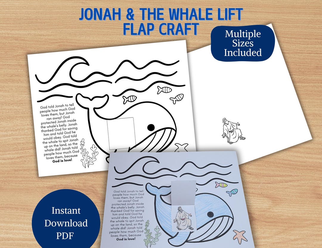 Jonah and the Whale Lift Flap Craft: Sunday School Printable (PDF) - Etsy