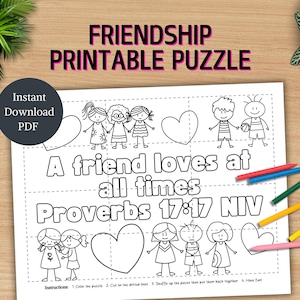 Christian Friendship Printable Puzzle Christian Activity Sheet for Kids ...