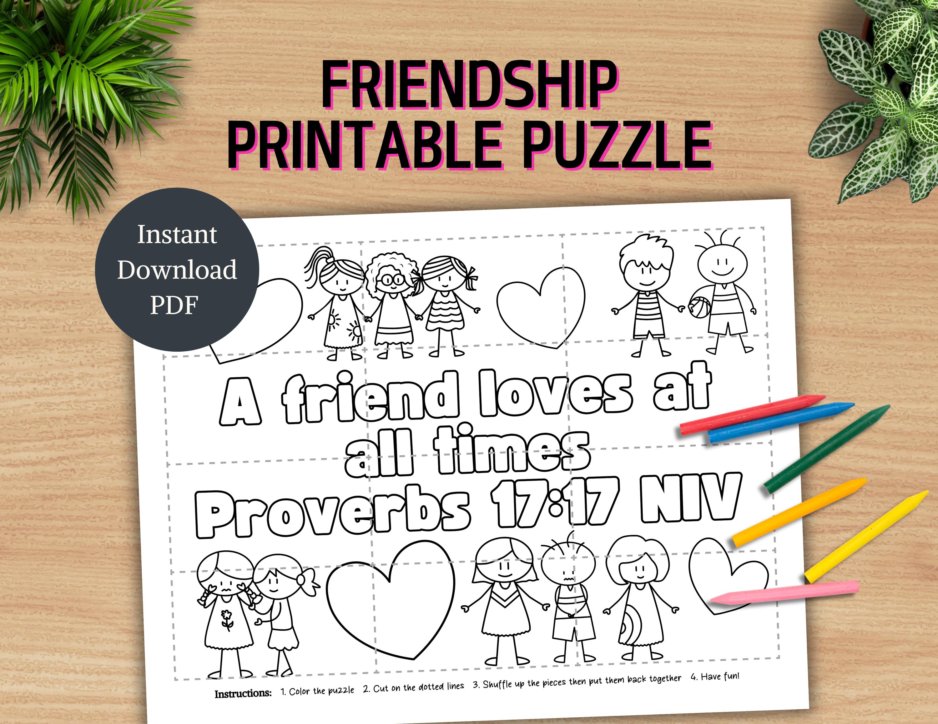 Christian Friendship Printable Puzzle Christian Activity Sheet for Kids ...