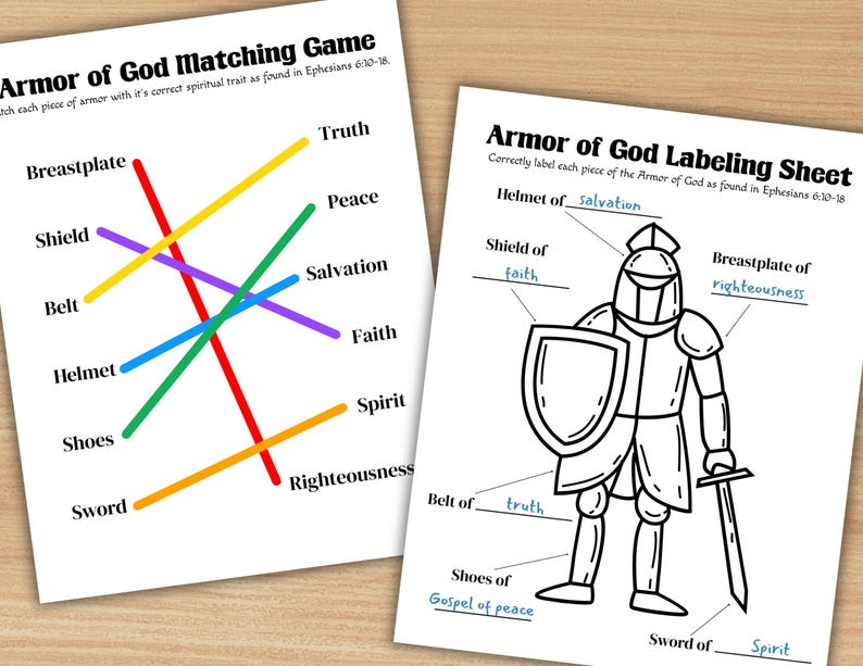 Armor of God Worksheet Set: Printable Christian Sunday School ...