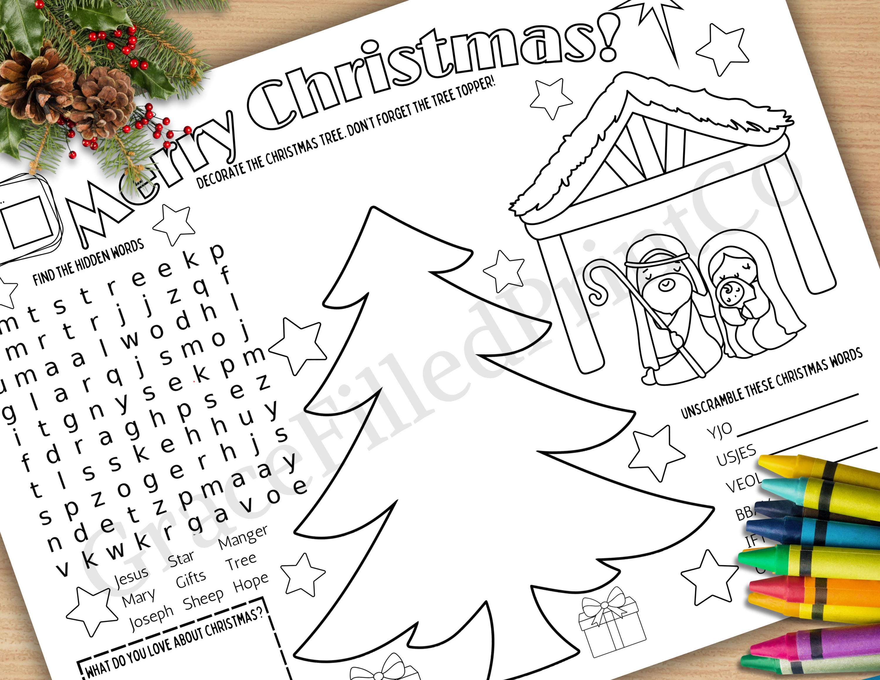 Christian Christmas Activity Placemat for Kids Biblical Holiday ...