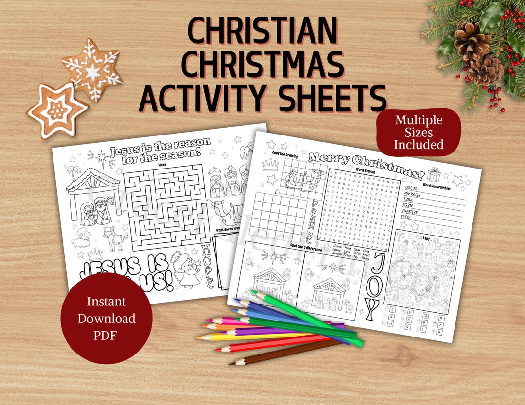 Christian Christmas Activity Placemat Nativity Printable for Kids ...
