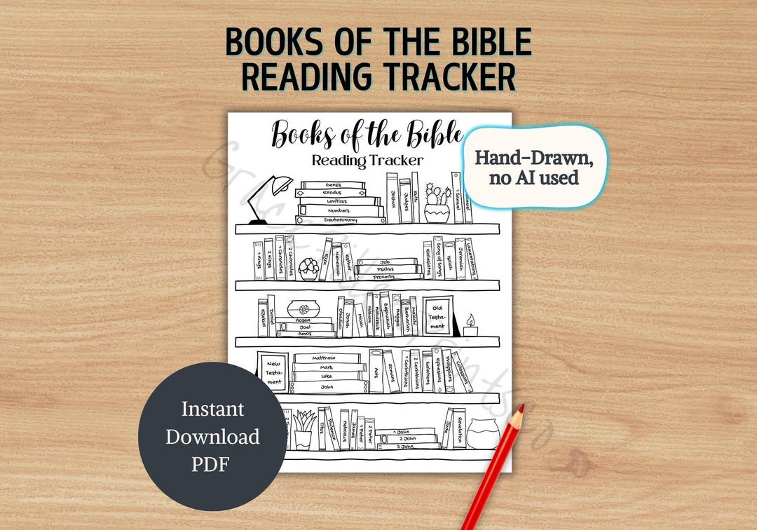 Hand Drawn Books of the Bible Reading Tracker Printable Christian ...