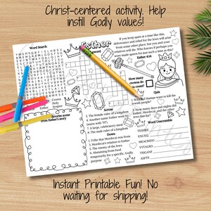 Queen Esther Activity Sheet Christian Page Biblical Educational ...