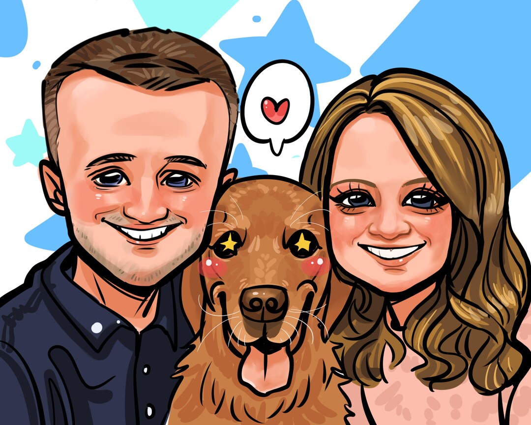 Custom Couple Cartoon Portrait, Caricature From Photo, Gift for Her ...